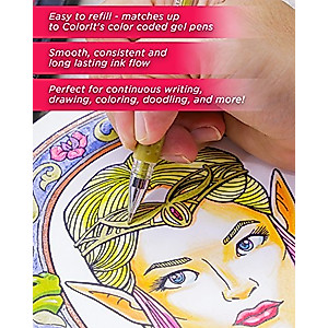 ColorIt 48 Gel Pen Ink Refills for Glitter, Metallic, and Neon - Color Coded for Easy Replacement (Gel)