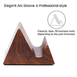 MaxGear Wood Business Card Holder Desk Business Card Holder Stand Wooden Business Card Display Holders for Desktop Business Cards Stand for Office and Home, Walnut，3.8x2.6x1.8 in, Mountain
