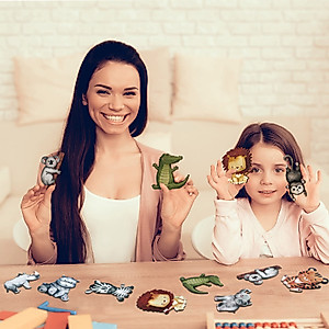 Geetery 12 Pcs Woodland Animals Wooden Animal Cutout Shapes Forest Painted Woodland Baby Shower Decorations Woodland Creatures Wood Table Centerpieces for Woodland Camp Party Supplies (Lively)