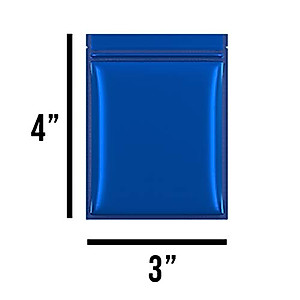 BYRDIES BAGS - Smell Proof Mylar 100 Count Resealable Heat Seal Food Safe Storage Pack With Clear Window - For Snacks Treats Jewelry Crafts Beads (3X4 inch, Blue)