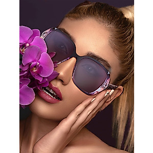 Weewooday 4 Pairs Oversized Sunglasses Women Sparkling Frame Ladies Sunglasses Polarized Square Sunglasses