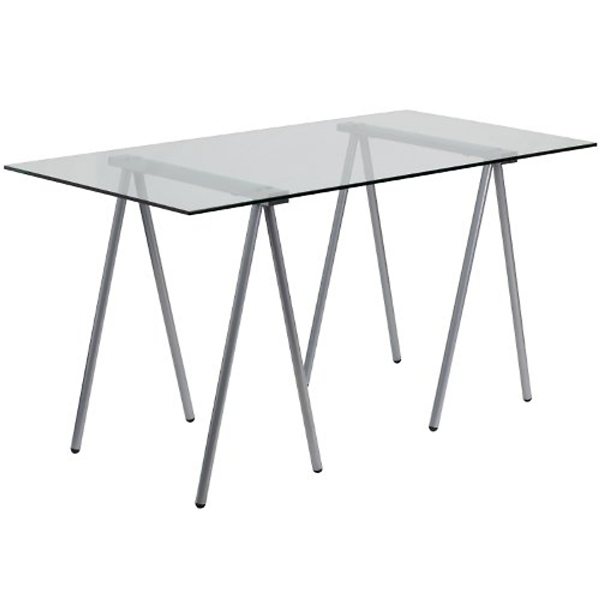 Flash Furniture Glass Computer Desk with Silver Metal Frame