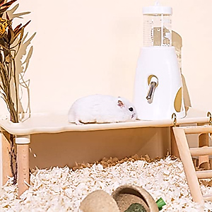 POPETPOP Hamster Water Bottle with Stand Small Animals Water Bottle Hanging Water Feeding Bottles Auto Dispenser for Dwarf Hamsters Guinea Pigs Rats Mice Gerbils - White