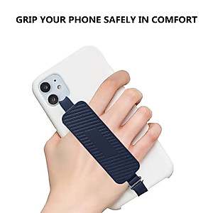 Ankersaila Silicone Cell Phone Finger Strap Grip Holder Elastic Loop, Phone Grip Strap for Back of Phone for Wrist Strap Lanyard for Most Phone Case (Black, 210mm)