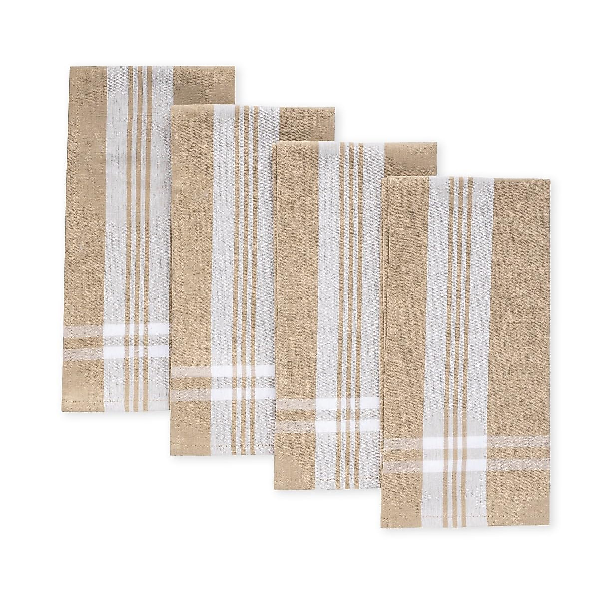 Cotton Linen Kitchen Towels - 6 Pack - 18" x 28" - Cotton Dish Reusable Cleaning Cloths, Teal/White, Absorbent Dish Towels, Machine Washable Hand Towels, Striped Bar Towels, Farmhouse Dish Towels