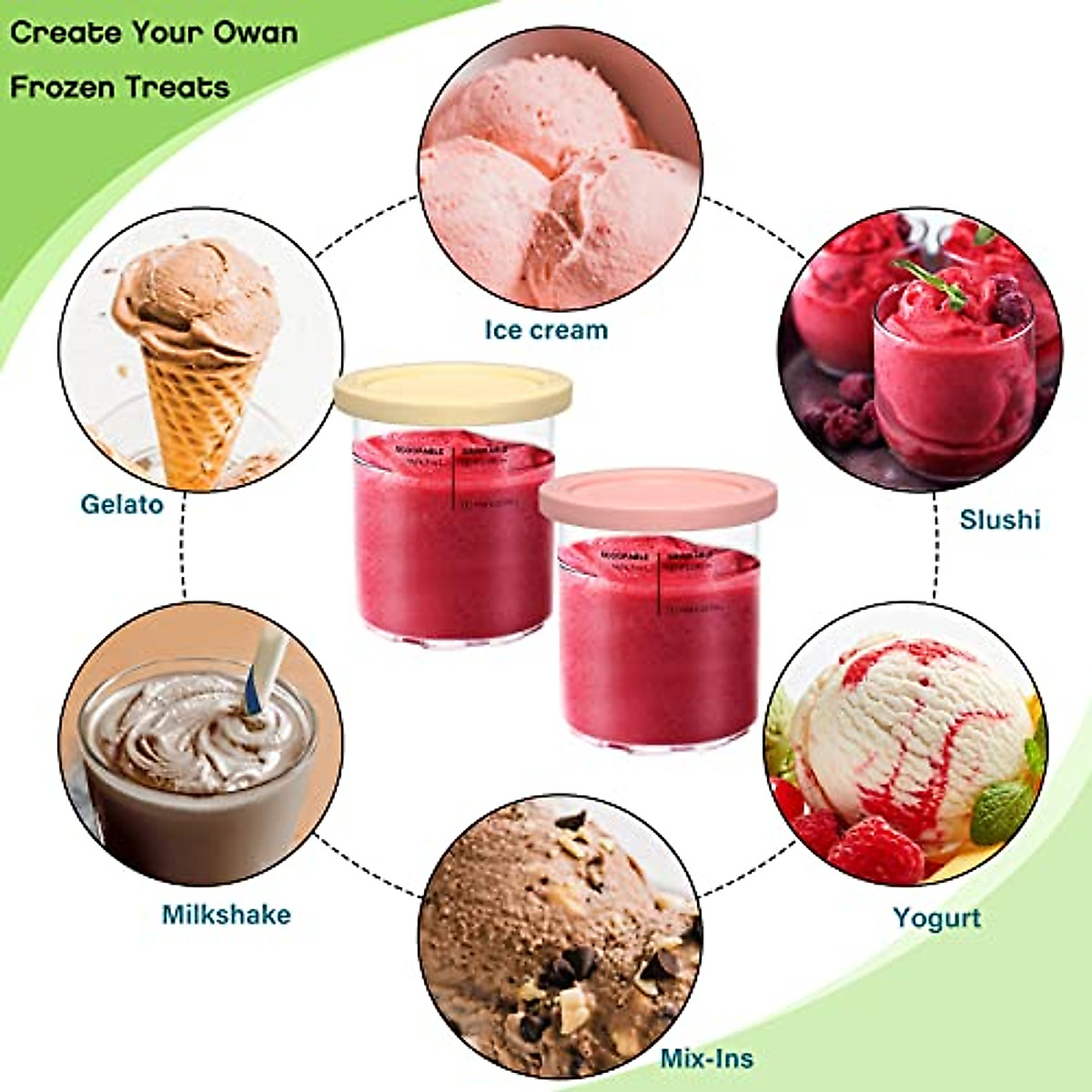 SLLFLY Replacement Pints and Lids for Ninja NC501 NC500 Series Creami Deluxe 2 Pack- Compatible with Ninja Creami Deluxe Ice Cream Maker (Yellow,Pink)