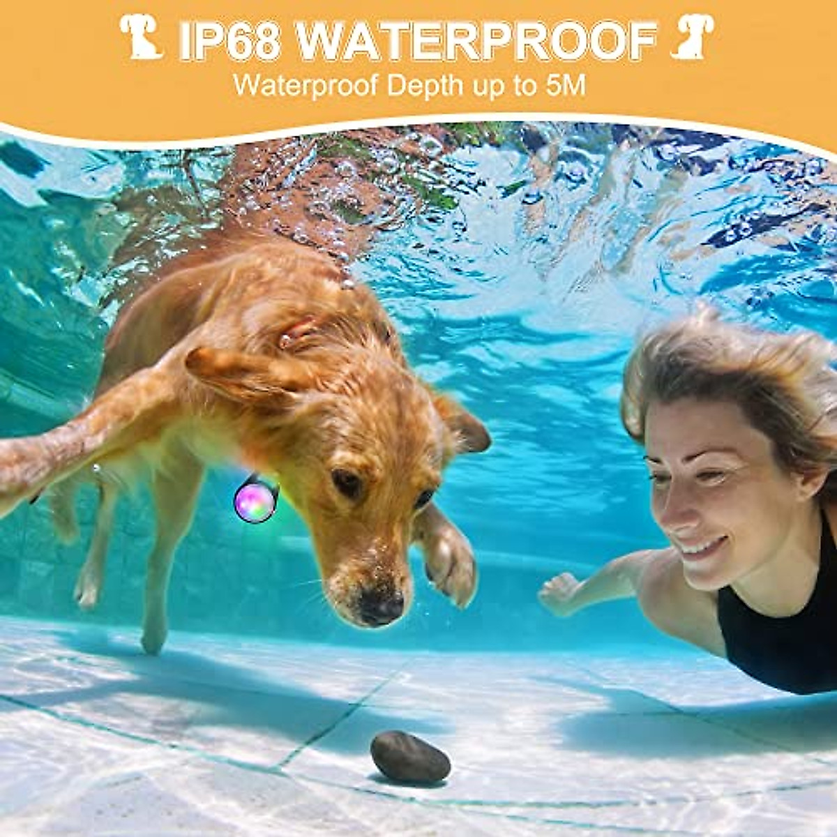 Dog Collar Light, 4 Modes Dog Lights for Night Walking, RGB Color Changing Dog Light, Rechargeable Dog Collar Lights for Nighttime Clip On, IP68 Waterproof Dog Walking Light for Dog Collar (Black)