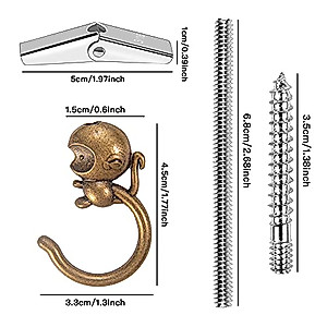 BAMI-LEE House Monkey Ceiling Hooks for Hanging Plants, 8 Pack Swag Ceiling Hooks, Heavy Duty Swag Hook with Hardware Including Screws and Toggle Wings for Ceiling Installation Wall Fixing (Bronze)