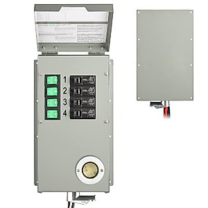Nature’s Generator Power Transfer Switch Kit 4 Circuits, 15Amps, Indoor Manual Switch, 10 Foot 3 x 14 AWG Power Cord for Generator to Connect Inhouse Breaker Panel