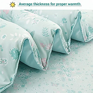 Viviland Twin Butterfly Comforter Set for Girls - Kids Brushed Microfiber Twin Bedding Set - 5 Pieces Machine Washable Bed in A Bag with Soft Comforters, Sheet Set, Shams - Pale Green