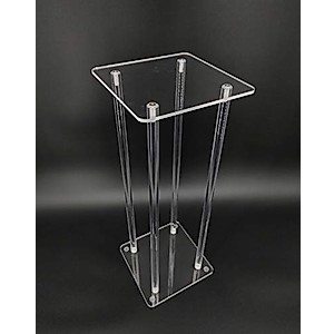 9 L X 9 W X 24" Tall Clear Acrylic Riser Transparent Plexiglass Pedestal Table Display Podium Glorifier Riser Stand Centerpiece Flower Sculputure Merchandise Lamp Book Stand 10043