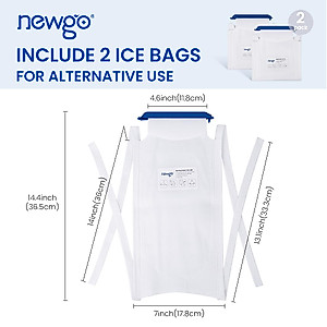 NEWGO Refillable Ice Bags with Clamp Closure [Pack of 2] Large 7 X 4.6, Reusable Easy Filling Hospital Ice Pack with Soft Outer Covering and Leak Resistant Inner Layer