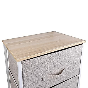 Simplify 4 Tier Vertical Storage Chest | Dresser | Nightstand | Fabric Drawers | Sturdy Steel Frame | Organizer | Bedroom | Closet | Easy to Assemble | Beige