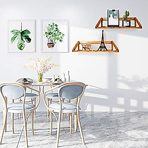 NIUXX Floating Shelves Wall Mounted, 2 Pcs Solid Bamboo Wall Hanging Rack Holder, Wall Storage Shelves for Bedroom, Living Room, Bathroom, Kitchen, Office Decor