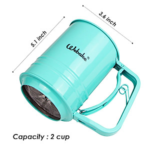 Webake Flour Sifter for Baking Stainless Steel One-handed Small Flour Sieve Kitchen Sifter Cocoa Powder Sieve Baking Supplies Stylish Green