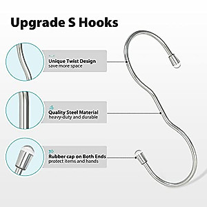 Myfolrena Purse Hangers Bag Hooks Closet- 12 Pack Handbag Hanger Organizer Metal S Hooks, Large Size Closet Rod Hooks for Hanging Handbags,Clothes, Curtain, Plant, Pans and Pots