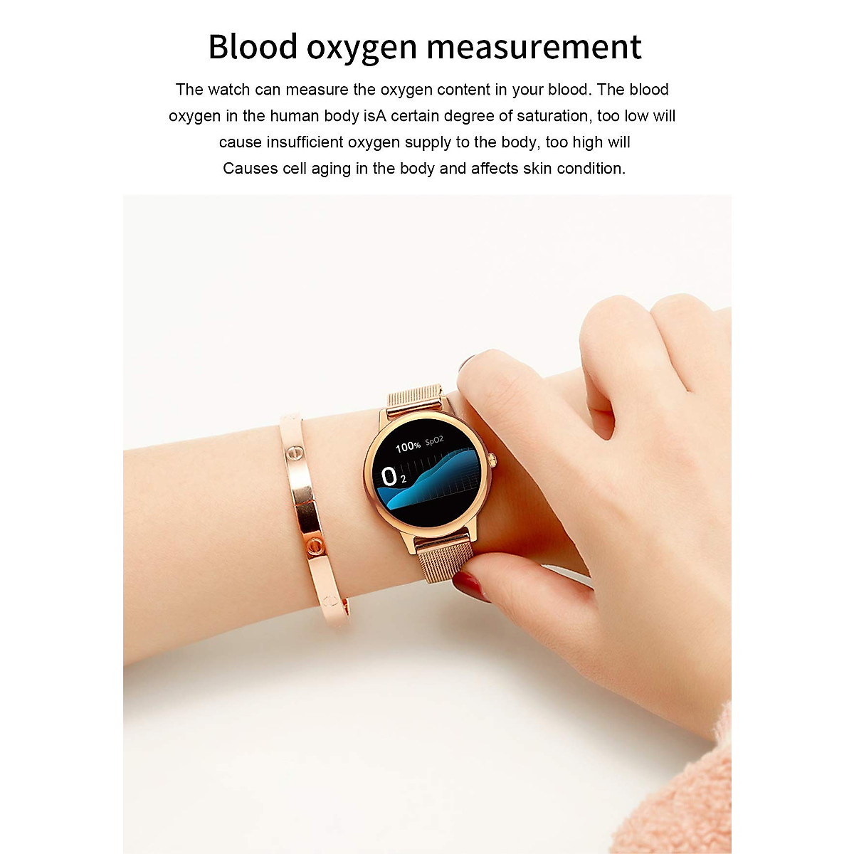 Smart Watch for Women, Fitness Activity Tracker Watch with Heart Rate, Sleep Monitor, Blood Pressure Monitor, Menstrual Period, Full Touch Screen Women Thin Stainless Steel Mesh Bracelet Strap