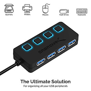 Sabrent 4-Port USB 3.0 Hub + 6-Pack 22AWG Premium Micro USB Cables (X3-3ft + X3-1ft) High Speed USB 2.0