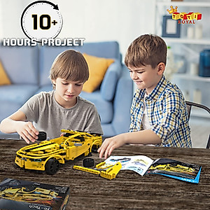 TOTI ROYAL Stem Building Toys for Boys Age 8-12 - 419PCS Remote Control Car Building Kit for Kids & Adult - Model Car Kits to Build for Kids 8-12 Great Remote Control Toy Gift for Your Kids (Yellow)