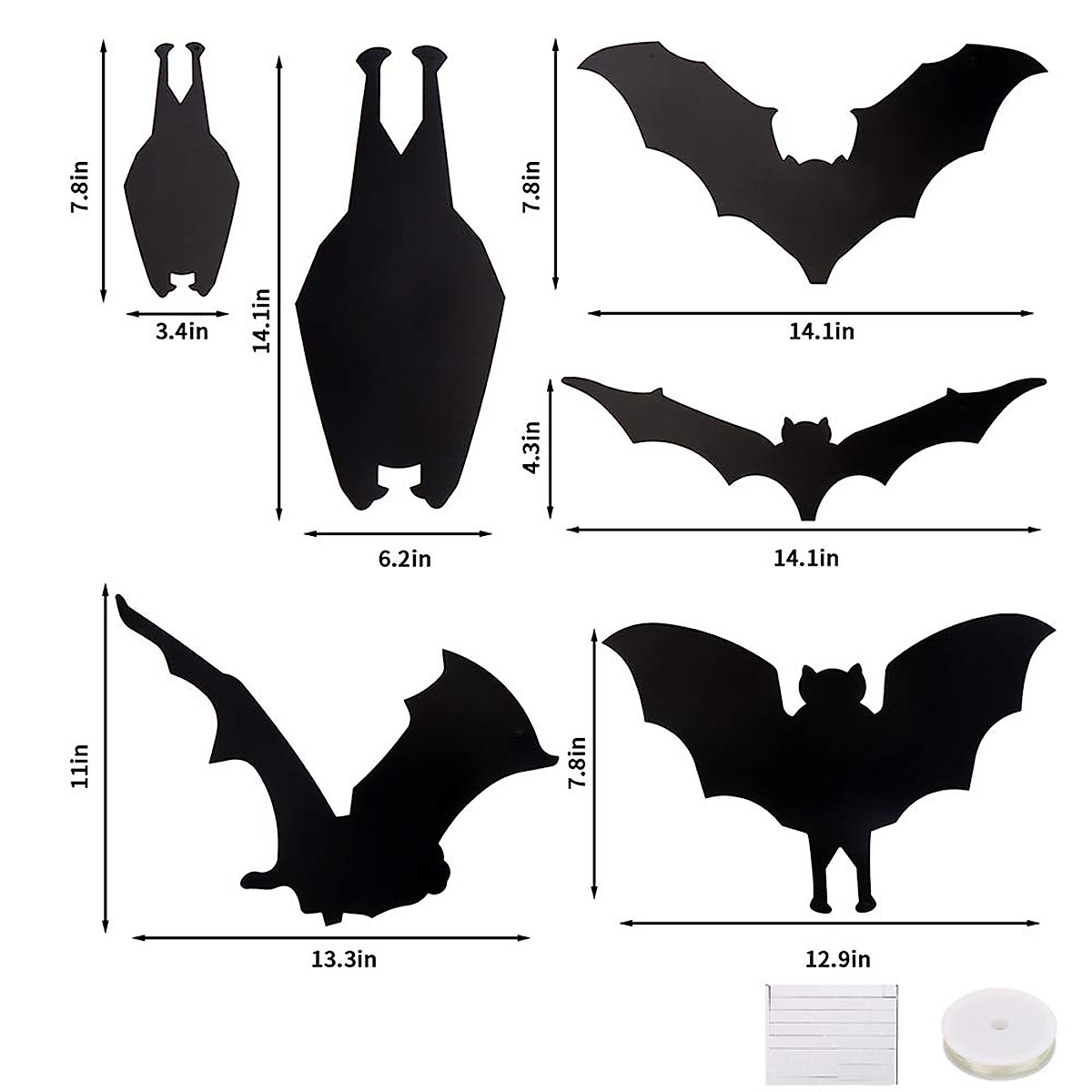 CCINEE Halloween Bat Decoration,Large Hanging Bat Wall Decal Window Door Entryway Sticker for Party Favor Supply,24PCS