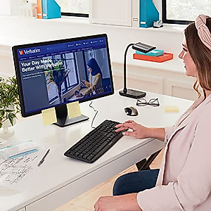 Verbatim Slimline Wired Keyboard USB Plug-and-Play Numeric Keypad Adjustable Tilt Legs Corded Full-Size Computer Keyboard Compatible with PC, Laptop - Frustration Free Packaging Black 99201