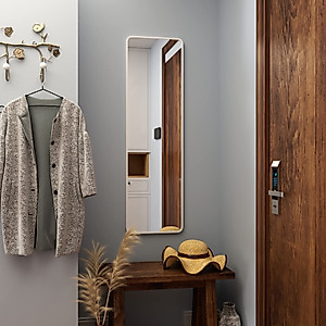 Giftgarden 14”x47” White Full Length Mirror Aluminum Frame, 47” Long Full-Mirror Tall Dressing Mirror, Wall Mounted or Hanging Over Door for Bedroom Bathroom Closet