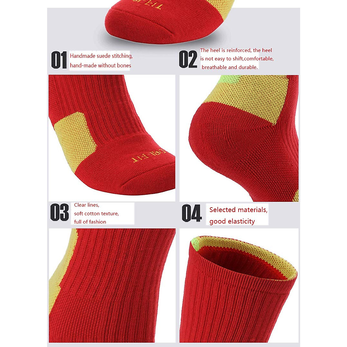 5 Pairs Mens Athletic Crew Socks Basketball Cushioned Thick Sport Long Compression Socks,6.5-11.5