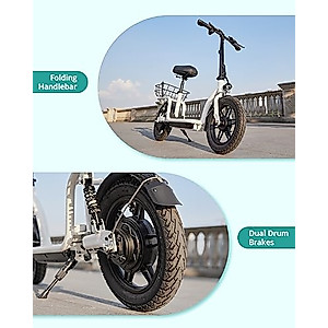 Gotrax Astro Electric Scooter with Seat, 14" Pneumatic Tire and 19 Miles Range&15.5Mph Power by 350W Motor, Comfortable Rear Dual Shock Absorption&Wider Seat, EBike with Carry Basket for Adult White
