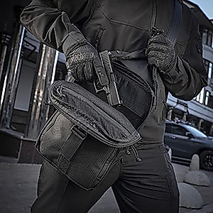 M-Tac Elite Magnet Large Crossbody Messenger Bag - Tactical Concealed Carry Shoulder Bag for Men (Black)