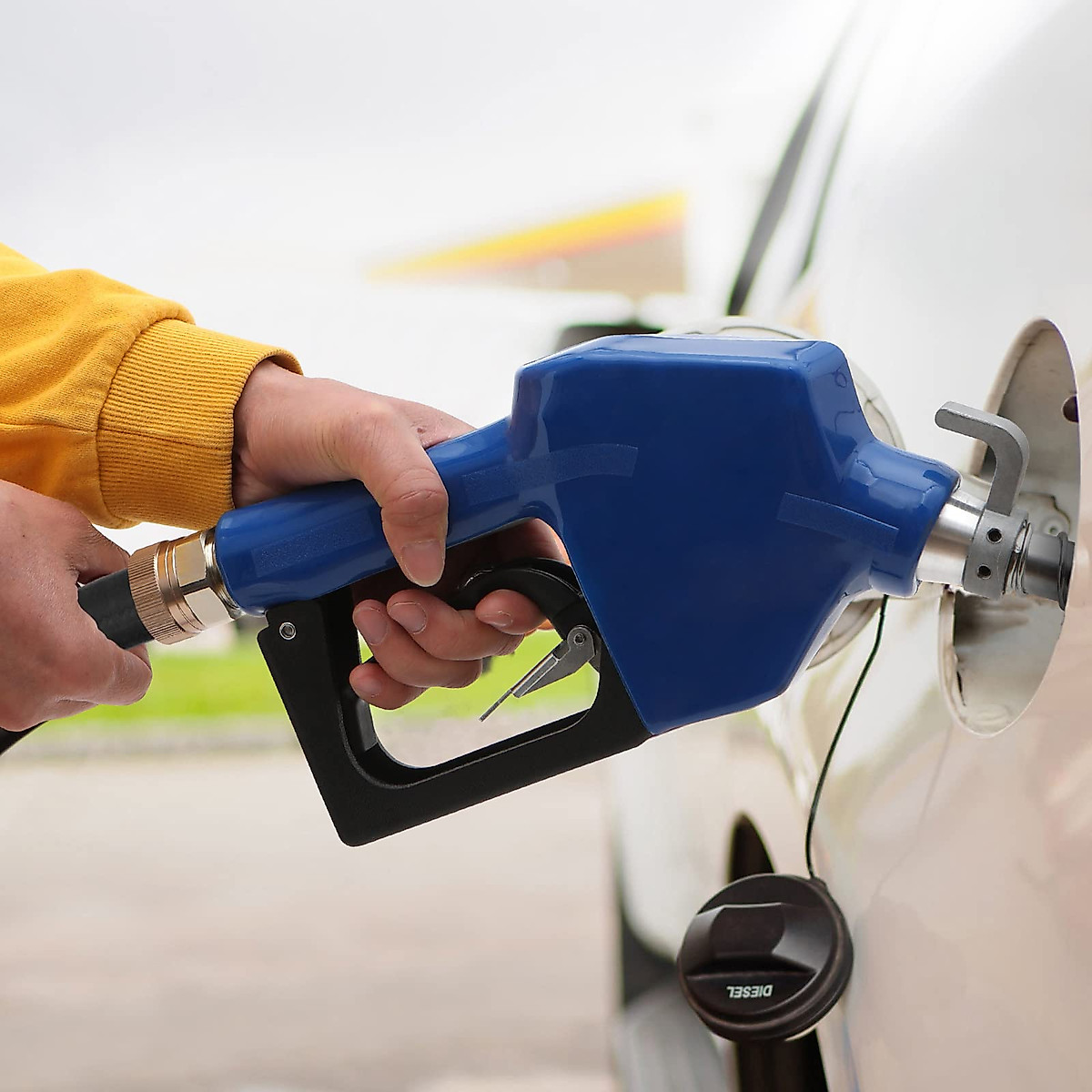 VEVOR Automatic Fuel Nozzle, 3/4' NPT Inlet Thread & 13/16' Spout, 11 GPM Max Flow Rate, Auto Shut Off, Aluminum & PVC Gas Pump Handle with 360° Swivel for Gasoline Diesel Kerosene Biodiesel, Blue,