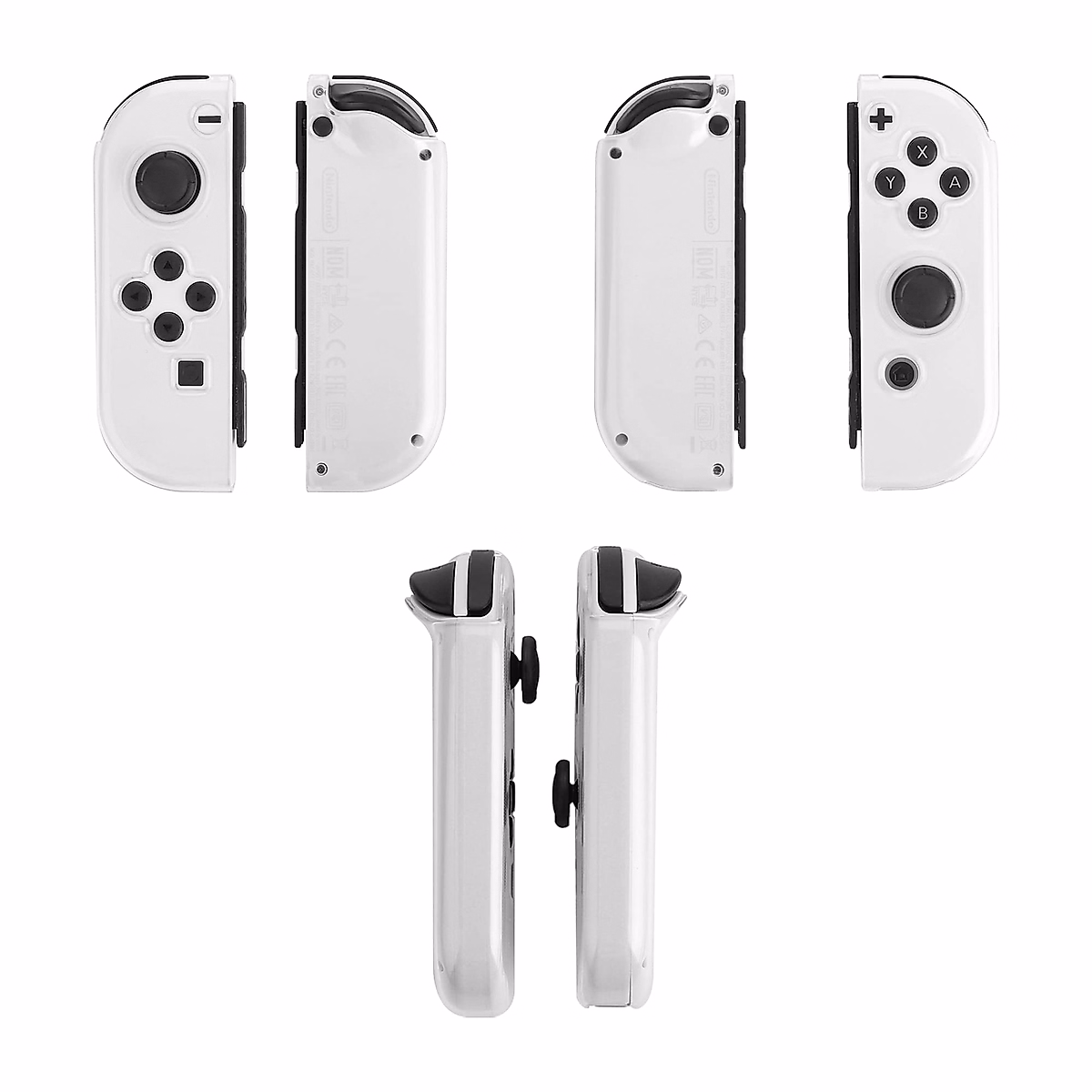 FANPL Protective Case for Nintendo Switch & Switch OLED Joy Con, Transparent Clear Joycon Joystick Cover with 6 Thumb Grip Caps, Soft Jon Con Controller TPU Shell Feel Comfortable, Easy Installation