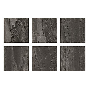 FloorPops FP3328 Raven Peel & Stick Peel and stick floor tiles, Black, 12 inch x 12 inch