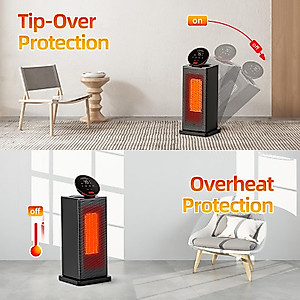 Space Heater,1500W Oscillating Heater for Indoor Use with ECO Thermostat,Remote,4 Modes and 24H Timer, TABYIK Portable Electric Heaters with 6 Protection for Small Room for Office