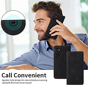 ZZXX for Samsung Galaxy A13 5G Case Wallet with [RFID Blocking] Card Slot Photo Fram Kickstand Magnetic Soft Leather Flip Fold Case for Samsung Galaxy A13 5G Wallet Case(Black-6.5 inch)