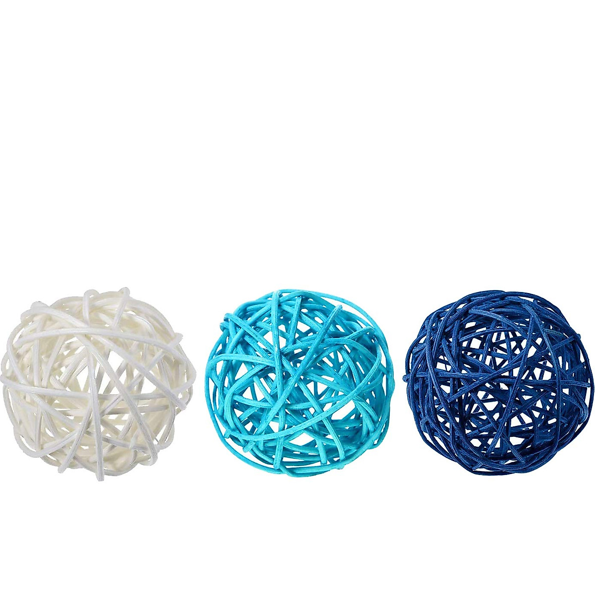 zorpia 15pcs 2 Inch Wicker Rattan Balls for Vase Filler, House Ornament, Christmas Tree Garden Wedding Party Coffee Table Decoration,Craft DIY (Blue Light-Blue White)
