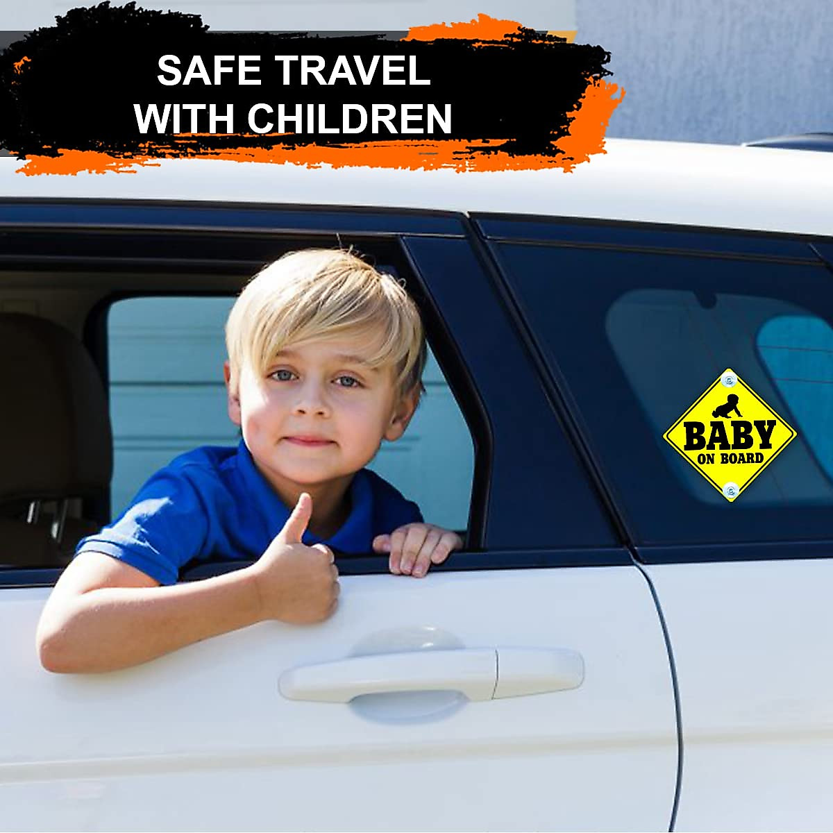 2 PC Baby on Board Sign - 5 x 5 Baby on Board Sticker for Cars - Baby on Board Suction Signs for Car - Baby in Car Sign - Funny Baby on Board Sign