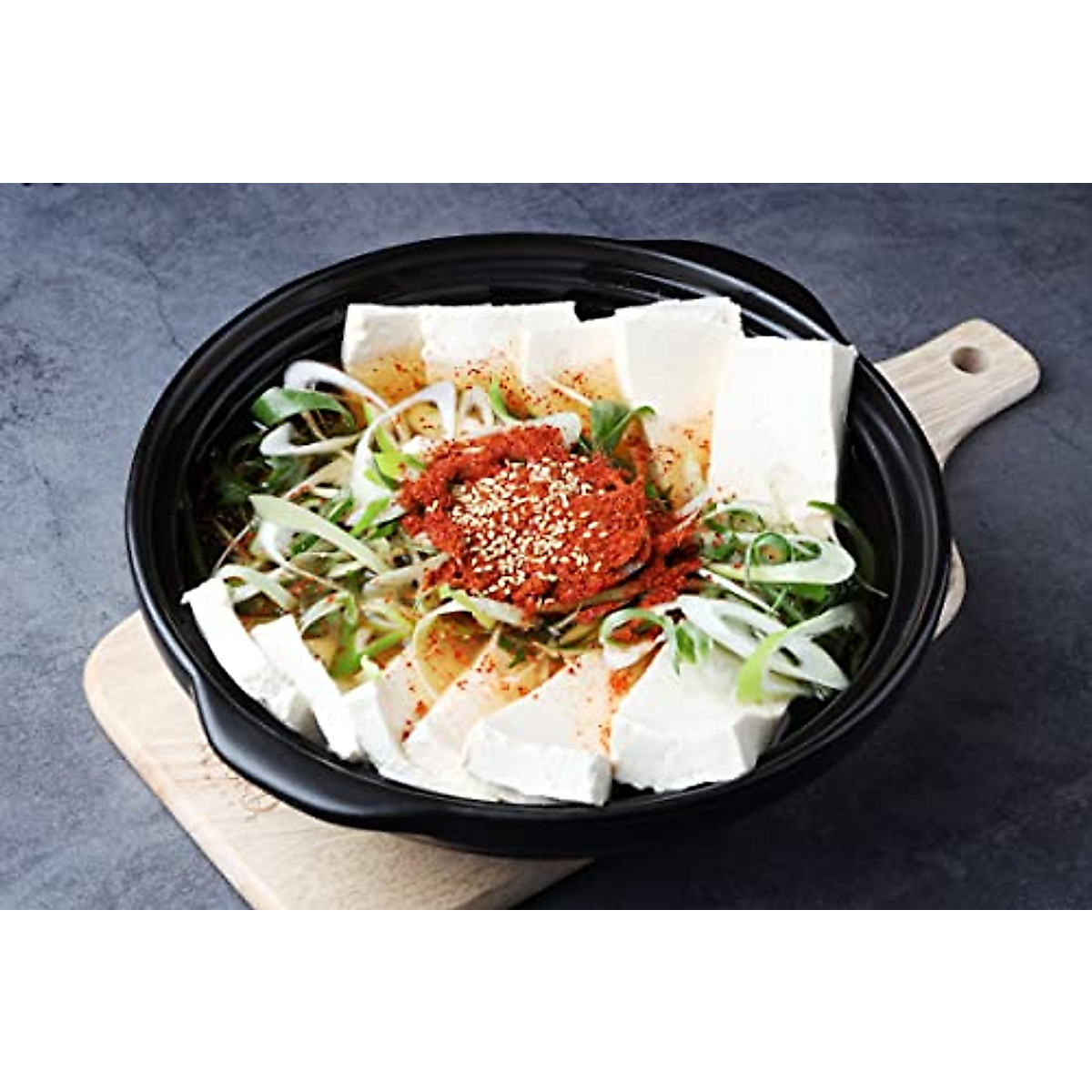 GREATUS Korean Dojagi J Pot/Korean Stone Pot with lid, Stone Bowl for Kimchi Budae Sundubu Stew(Small)