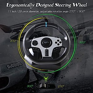 PXN V9 Game Racing Wheels,270°/900°PC Steering Whee With Pedals and Shifter,Support Vibration and Headset Function,for PC Xbox One, Xbox Series S/X,PS4, PS3,Switch