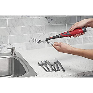 Rubbermaid Reveal Cordless Battery Power Scrubber Home Kit, 18 Pieces, Red, Multi-Purpose Scrub Brush Cleaner for Grout/Tile/Bathroom/Shower/Bathtub, Water Resistant, Lightweight, Ergonomic Grip