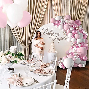 Light Pink Balloons Garland Arch Kit - White and Rose Gold Balloons Set for boho baby shower decorations,Valentine Wedding, Birthday, Graduation, Anniversary Party