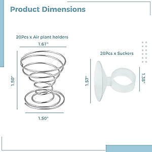 Homaisson 40 Packs Air Plant Stand Holders, Stainless Steel Plant Display Racks, Tillandsia Airplant Containers with Suction Cups, Stainless Steel Wire Stands