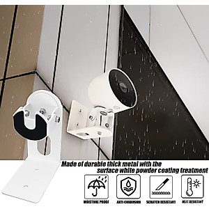 360 Degree Flexible Adjustment Wall Mount Holder Compatible with Google Nest Cam 2nd Generation,Metal Outdoor Wall Bracket Mounting Kit Camera Accessories fit for Google Nest Cam - White