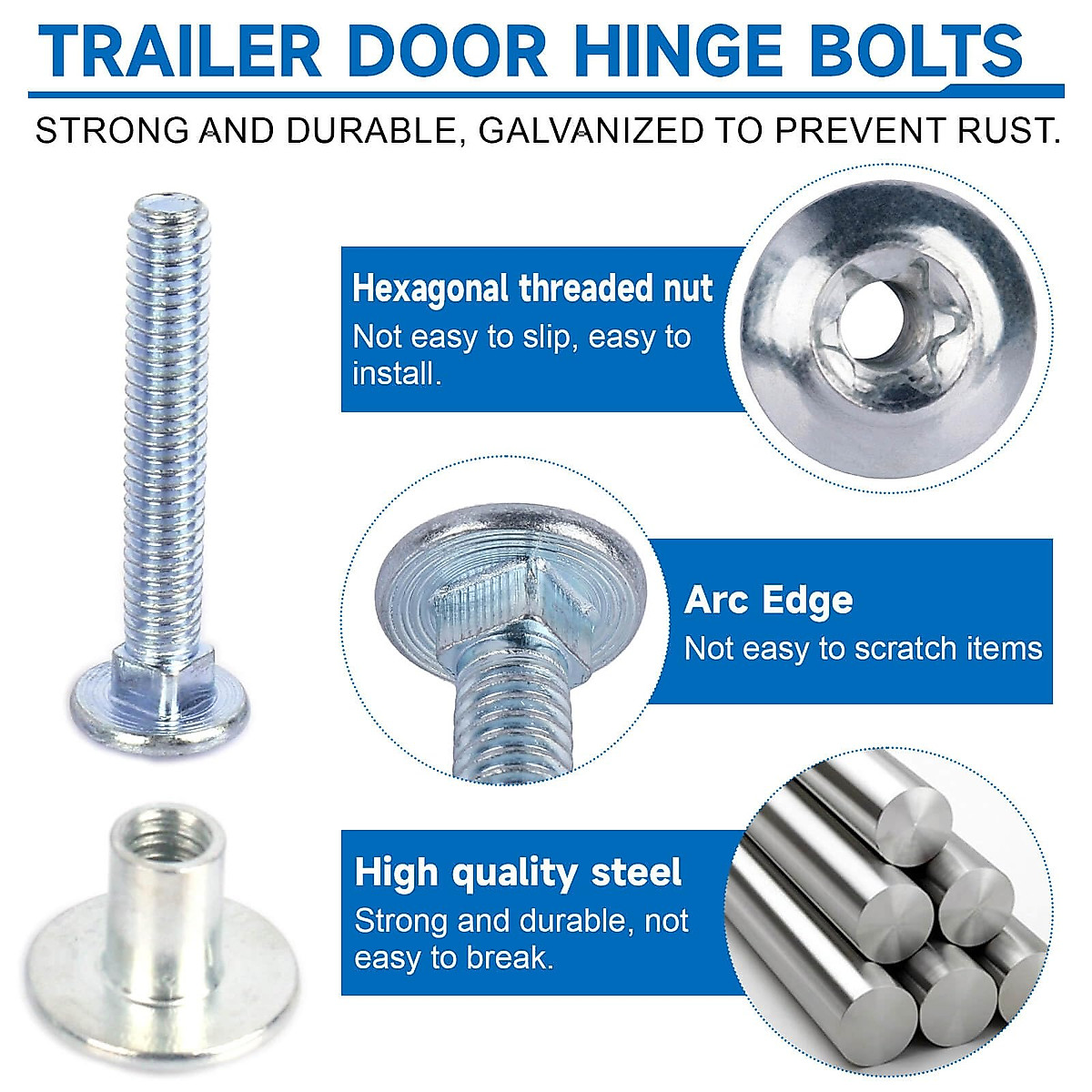 Fuoequl Trailer Hasp Bolt Kit for Trailer Cam Action Hasp