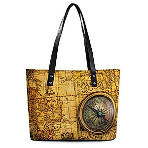 Womens Handbag Compass Leather Tote Bag Top Handle Satchel Bags For Lady