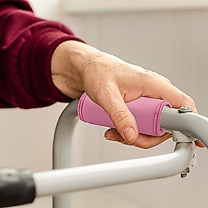 Coldairsoap Pink Walker Hand Grips Cover, 2 Pcs Walker Cushion Hand Grips for Rolling Wheelchair, Elderly Grippers, Rollator Handle
