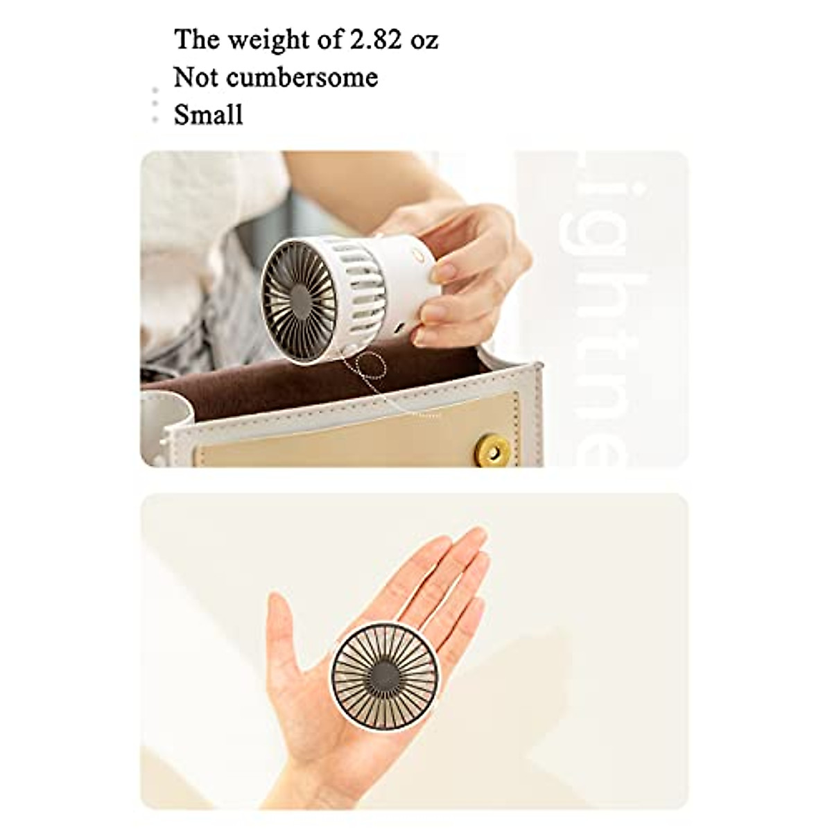 Amadething Portable Neck Fan, Desk Fan, Rechargeable Personal Small Fan, Mini Fan, Portable Neck Fan with 3 Wind Speeds (Black)