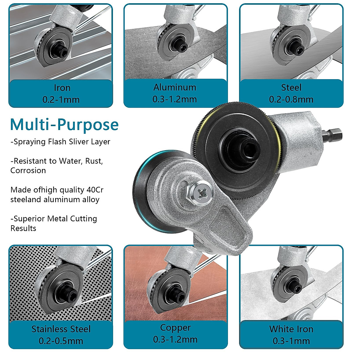 DEZAUP 2024 Upgraded Metal Sheet Cutter, Electric Drill Plate Cutter pro, Metal Nibbler Drill Attachment with Adapter, DIY Sheet Metal Cutter,Suitable for Metal Sheet Of About 0.04 In or Less.