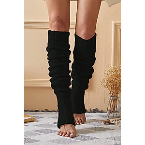 Leoparts Women's Extra Long Stirrup Leg Warmers Winter Knitted Over Knee Thigh High Footless Socks