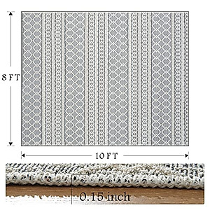 8x10 Area Rugs for Living Room Woven High-Low Textured Washable Rug Neutral Moroccan Boho Rug Indoor Carpet Ideal for Bedroom Dorm Playroom Dining Office