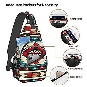 ROSIHODE Cute Native American Sling Backpack Casual Indian Chest Bags Crossbody Travel Hiking Daypack For Women Men